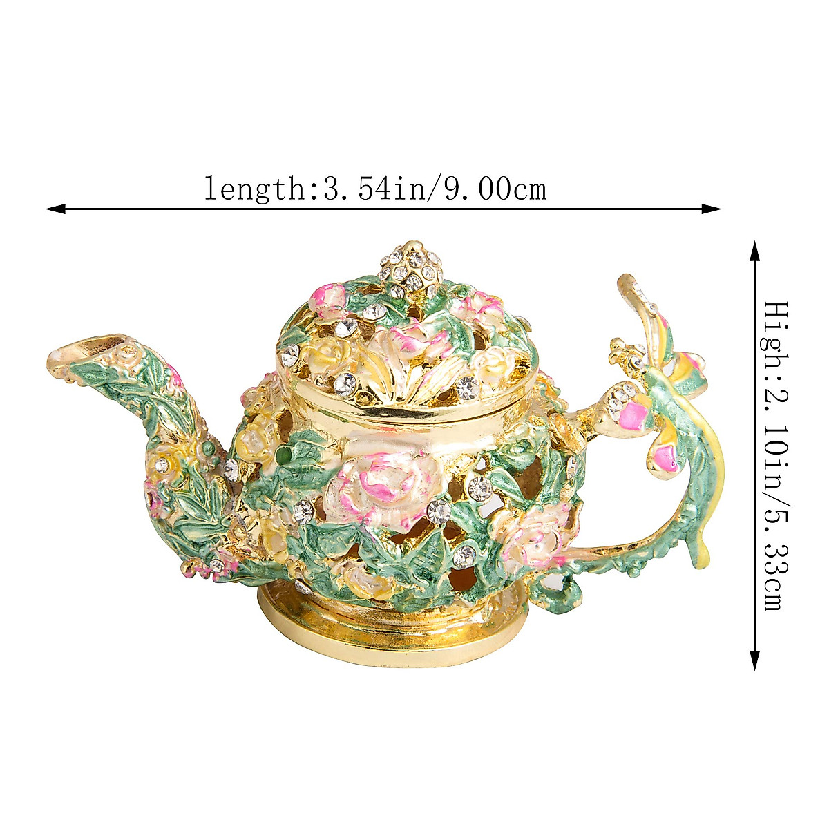 QIFU Hand Painted Teapot Style Enameled Trinket Box Hinged Unique Gift for Home Decor …