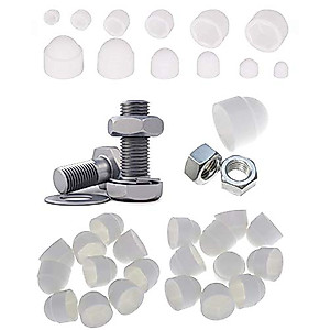 Guard4U 170Pcs 6-Sizes White Bolt Covers Screw Caps Assortment Kit,M4 M5 M6 M8 M10 M12 Plastic Acorn Dome Protection Caps for Protecting Hexagon Shaped Screws Bolts