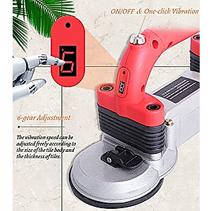 YJINGRUI Tile Vibrator 12,000VPM Tile Leveling Machine 21V 2000mA, Double Suction Cup Tile Tiling Machine 6 Gears Hand-held Tile Tiler Upgrade Lock Button (2 Battery)