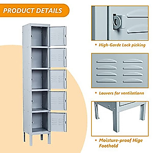 STANI Metal Locker, Metal Lockers for Employees with Lock, Storage Locker with Lock, Storage Locker Cabinet for Home, Tall Steel Storage Locker for Gym, School, Office