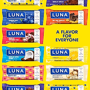 LUNA Bar - LemonZest Flavor - Gluten-Free - Non-GMO - 7-9g Protein - Made with Organic Oats - Low Glycemic - Whole Nutrition Snack Bars - 1.69 oz. (12 Pack)