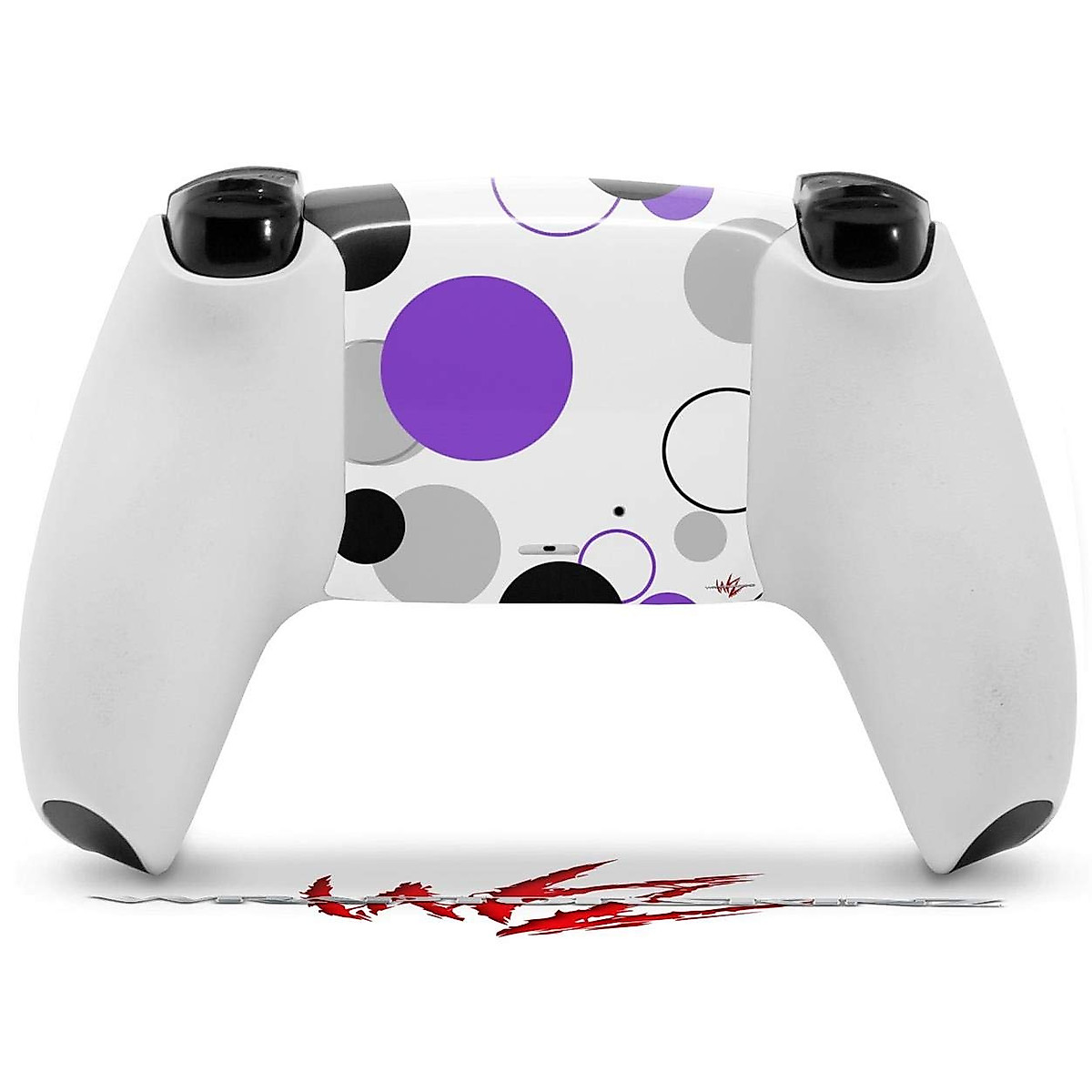 WraptorSkinz Skin Wrap compatible with Sony PS5 DualSense Controller Lots of Dots Purple on White (CONTROLLER NOT INCLUDED)