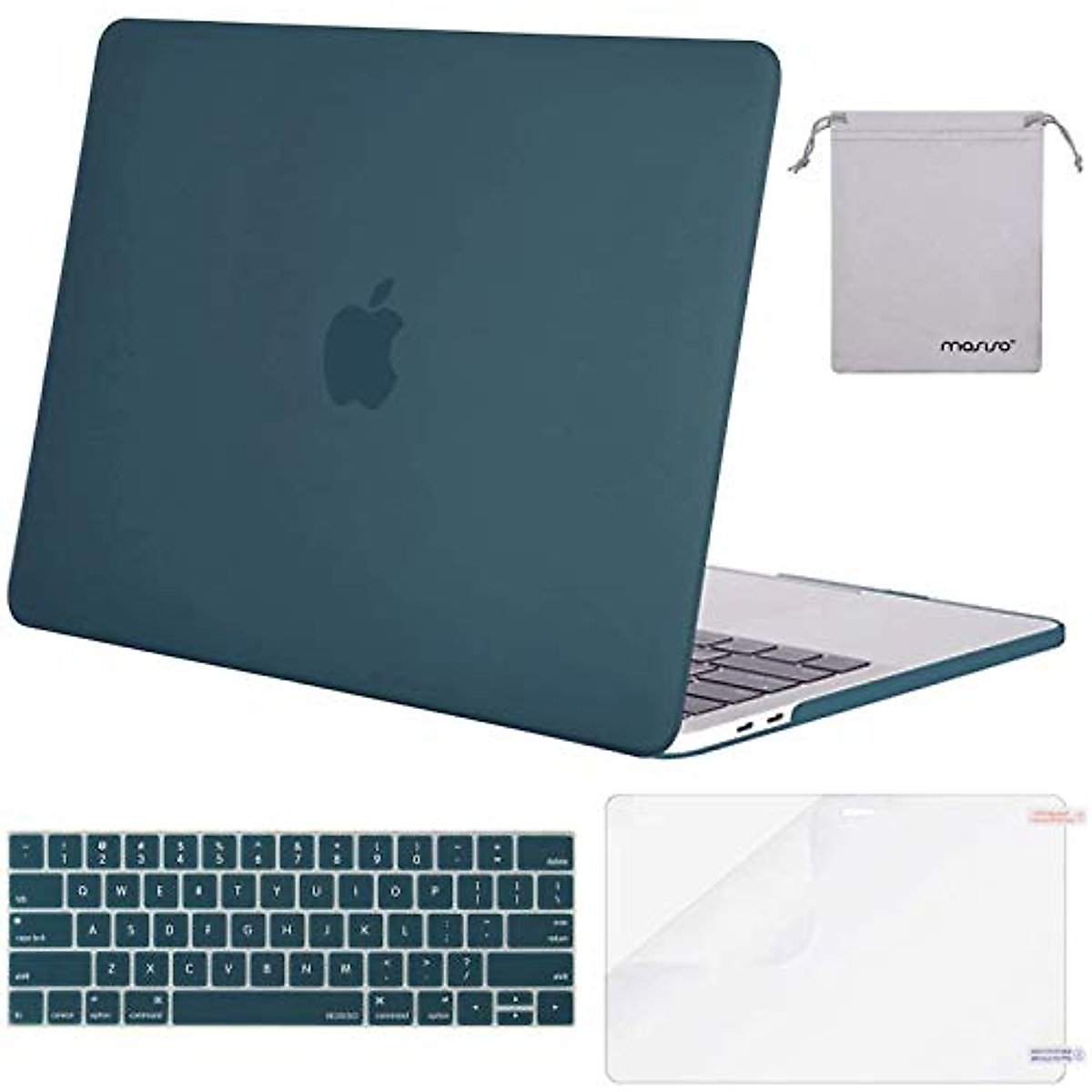 MOSISO Compatible with MacBook Pro 13 inch Case M2 2023, 2022, 2021-2016 A2338 M1 A2251 A2289 A2159 A1989 A1708 A1706, Plastic Hard Shell&Keyboard Cover&Screen Protector&Storage Bag, Deep Teal