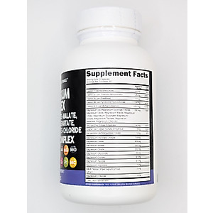 Clean Nutraceuticals Magnesium Complex with Magnesium Glycinate Citrate Malate Oxide Taurate Aspartate Orotate & Mag Chloride, Zinc Copper Manganese & Vitamin C B1 B2 B6 B12 Complex - 1Pack