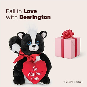 Bearington Romeo Stuffed Animal Skunk Plush, Holding a Heart with Red Bow, Kid Companion Plushie, Great Gift for Birthdays, Holidays and Other Special Occasions Like Valentines Day, Black, 10 inches