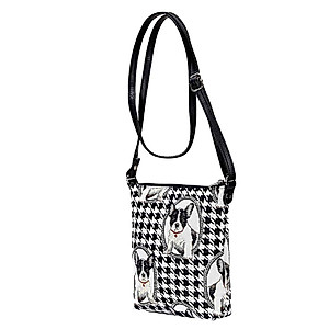 Signare Tapestry Small Crossbody Bag Sling Bag for Women with French Black and White Bulldog Design (SLING-FREN)