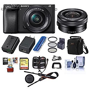 Sony Alpha a6400 24.2MP Mirrorless Digital Camera with 16-50mm f/3.5-5.6 OSS Lens - Bundle with Camera Case, 32GB SDHC Card, 40.5mm Filter Kit, Cleaning Kit, Card Reader, Memory Wallet, Mac Software