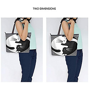 QMXO Yinyang Tai Chi Cat Handbags and Purse for Women Tote Bag Large Capacity Top Handle Shopper Shoulder Bag
