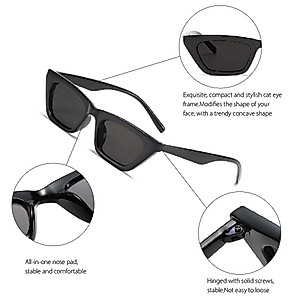 BOJOD 2Pack Small Square Cat Eye Sunglasses for Women Trendy Retro Skinny Cool 90s Sunglasses Black+Tortoise