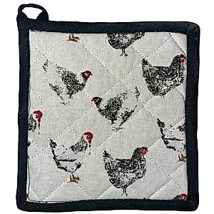 Set of 4, 100% Cotton, Farmhouse Design Black & White Rooster Sentiment Farmers Market, Kitchen Towel Set, Include 2 Kitchen Towels, 1 Pot Holder & 1 Ovenmitt.