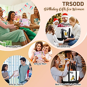 TRSODD Womens Christmas Gifts, Ini-tial Tote Bag for Women w Makeup Bag, Personalized Sunflower Gifts, 50th Birthday Grandma Mom Bride Sister Gifts, Mono-gram Beach Bag w Inner Pocket Card Gift Box M