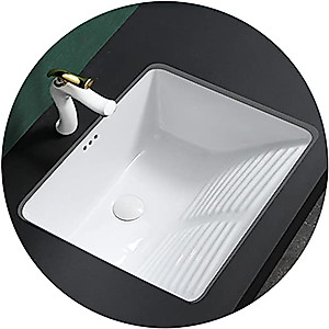 YUEGOO Ceramic Bathroom Laundry Sink Under Counter Bowl Laundry Tub with Faucet Rectangle Home/White/50 * 46.5 * 17Cm