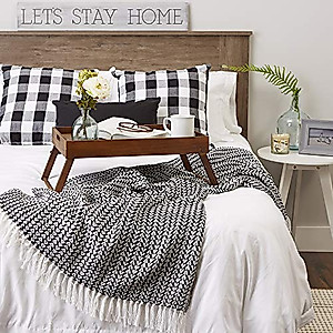 DII Arrowhead Woven Throw, 50x60 with 3" Fringe, Black, 1 Piece