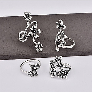 Muised 4Pcs Knuckle Rings Set for Women, Vintage Silver Stack Rings, Knuckle Rings Set Retro Jewelry, Rings Trendy Silver Ring Set Rings for Teen Adult