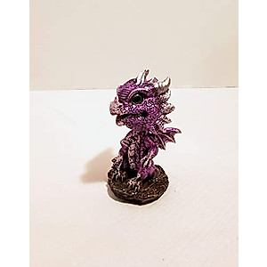 New 3.5" Violet & Silver Bobble Head Sitting Dragon Collectible Figurine Statue