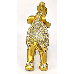 Dalax- 9"(H) Elephant Statue Figurines Home Decor Trunk Facing Upwards Lucky Figurine Living Room Office Decorations Ornaments Statues Gift Set Art Accent Good Luck Centerpiece Gifts Collection
