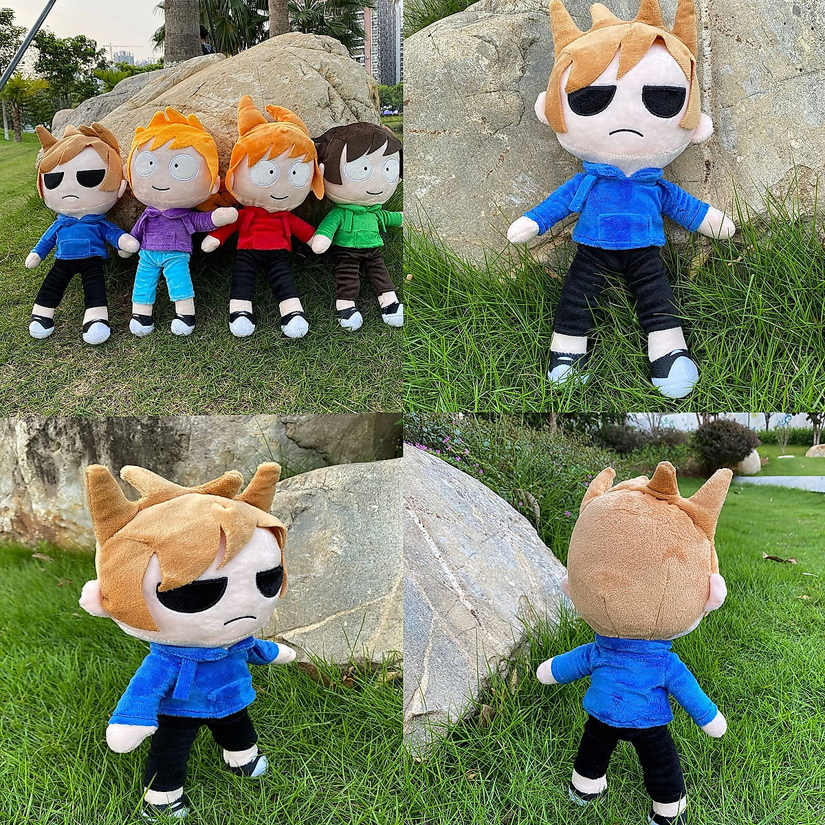 ZYSMJSY 12.6-14.9in Eddsworld Plush Doll, Eddsworld Plushies, Tord Eddsworld Toy, Tord & Matt/Tom & EDD Soft Stuffed Animals Doll, Tord Doll Toys for Fans of Eddsworld. (4 PCS)