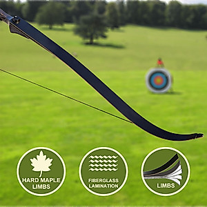 D&Q 60'' Archery Bow and Arrow Set for Adults, Hunting Bow, Recurve Bows for Adults Right Hand, Black Hunter Longbow Bow and Arrow Adult Beginner, Archery Set with 12pcs Fiberglass Arrows (50lbs)