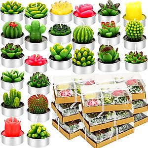 Lounsweer 72 Pcs Succulent Candles Cactus Tealight Candles Handmade Delicate Candles for Birthday Baby Shower Wedding Spa Party Favors Gifts Home Decor