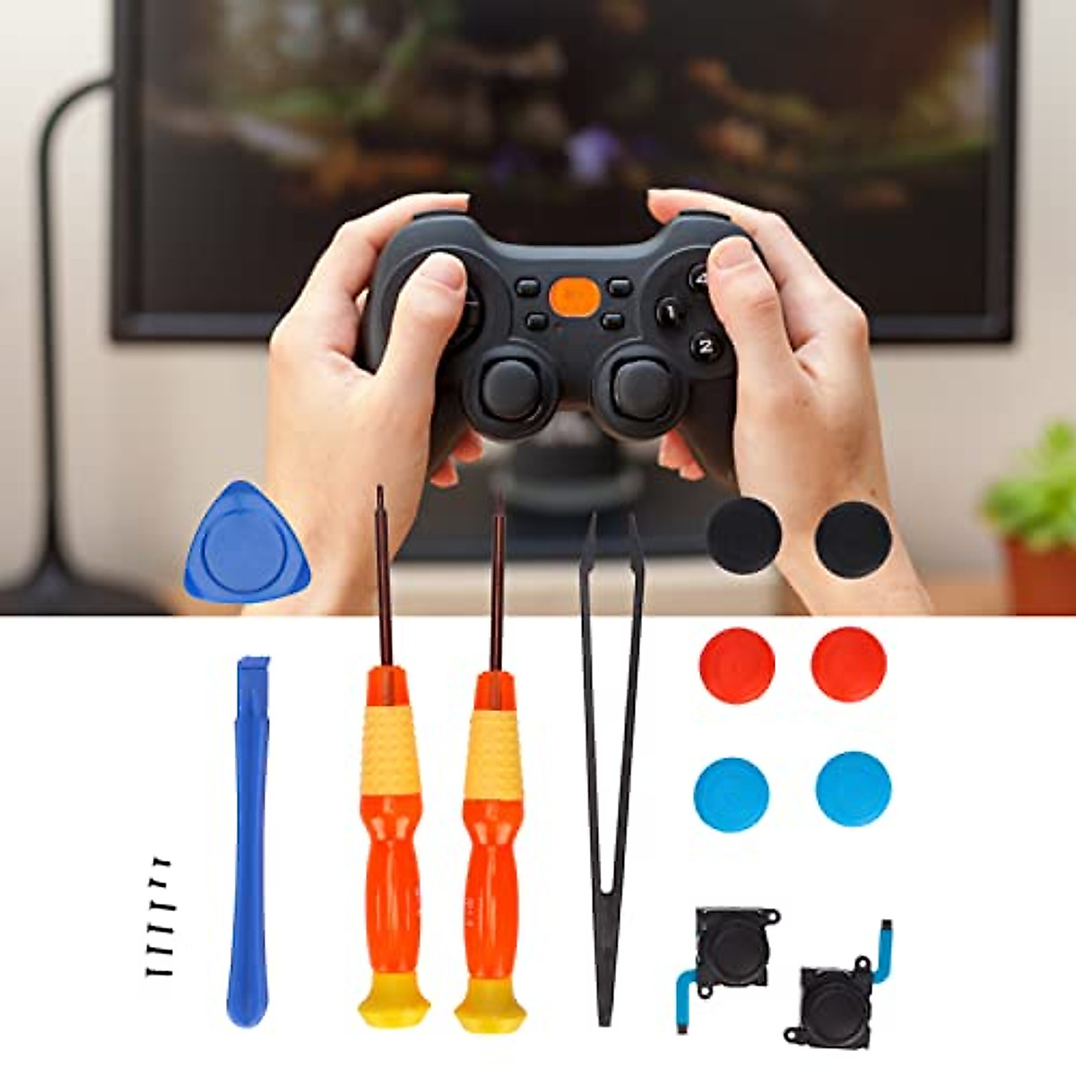Screwdriver Repair Tools, Repair Joystick Replacement Tool Kit Sturdy ABS+Metal for SW Game Controller