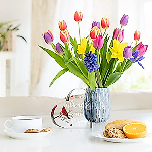 Sympathy Gift Red Cardinal Gifts Decor Bereavement Gift Crystal Acrylic Heart Memorial Gift Condolence Gift for Loss of Loved One Table Centerpieces Remembrance Decor (I Am,5.95 x 6 x 0.6 Inches)