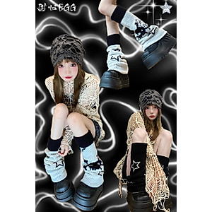 SmilePunk kawaii Winter Leg Warmers Knitted Cute Subculture Half Sleeve Foot Leg Warm Socks Cycling Christmas Gift Women (purple)