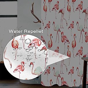 Uiiooazy Pink Flamingos for Bathroom Shower Curtain Nature Animal Shower Curtains Cloth Birds Fabric Shower Curtain with Hooks for Girls 48x72 inches
