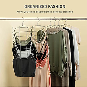 Space Saver Durable Tank Top Hanger & Bra Organizer - Folding Metal Hanger, Multi-Use 16-in-1 Space-Saving Cami & Bra Hangers Great for Lingerie, Bathing suits, Strappy Dresses, Accessories, Tie/Belts