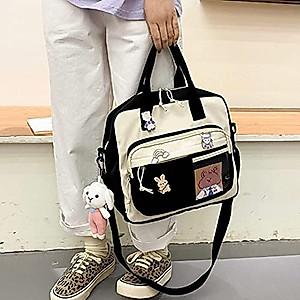 Eaarliyam Backpack with Pin and Accessories Girl Backpack Cute Shoulder Tote Bag Laptop Schoolbag for Students Backpack, Cute Backpack Black