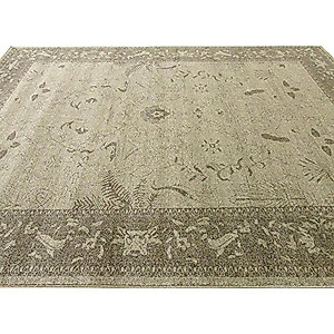 Unique Loom La Jolla Collection Farmhouse, Contemporary, Botanical, Traditional, Vintage Area Rug, 9 x 12 ft, Light Brown/Dark Brown