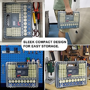 YHSWE 230+ Battery Caddy Organizer Storage Box AA AAA C D 9V Waterproof Double-Sided Battery Container Holder with Tester(Black)