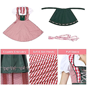 VISVIC Oktoberfest Costumes Women Dirndl Dresses 2 Pieces, Women's Oktoberfest Dress German Dirndl Dress Costumes for Bavarian Oktoberfest Carnival Halloween