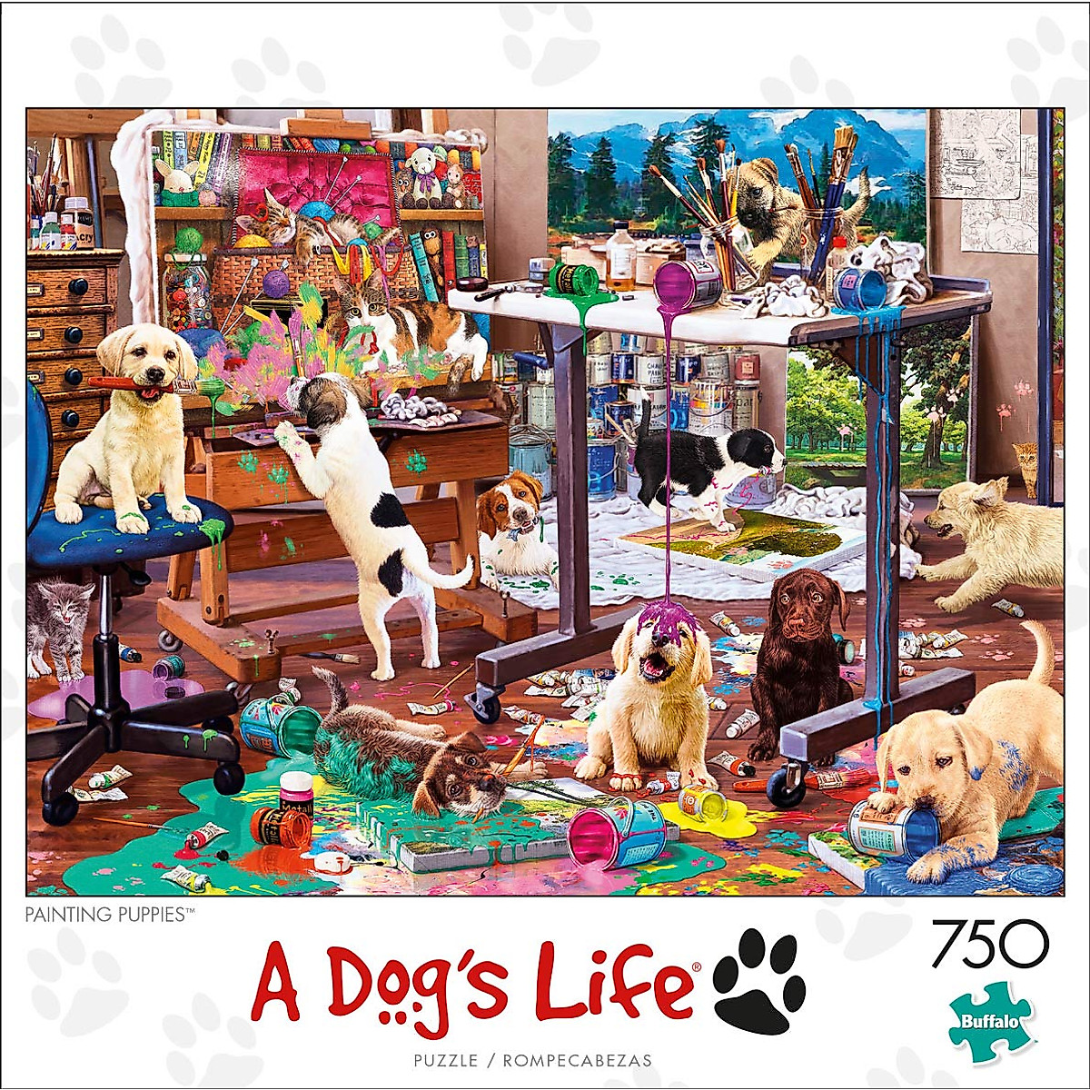 Buffalo Games - Steve Read - Painting Puppies - 750 Piece Jigsaw Puzzle for Adults Challenging Puzzle Perfect for Game Nights - Finished Puzzle Size is 24.00 x 18.00