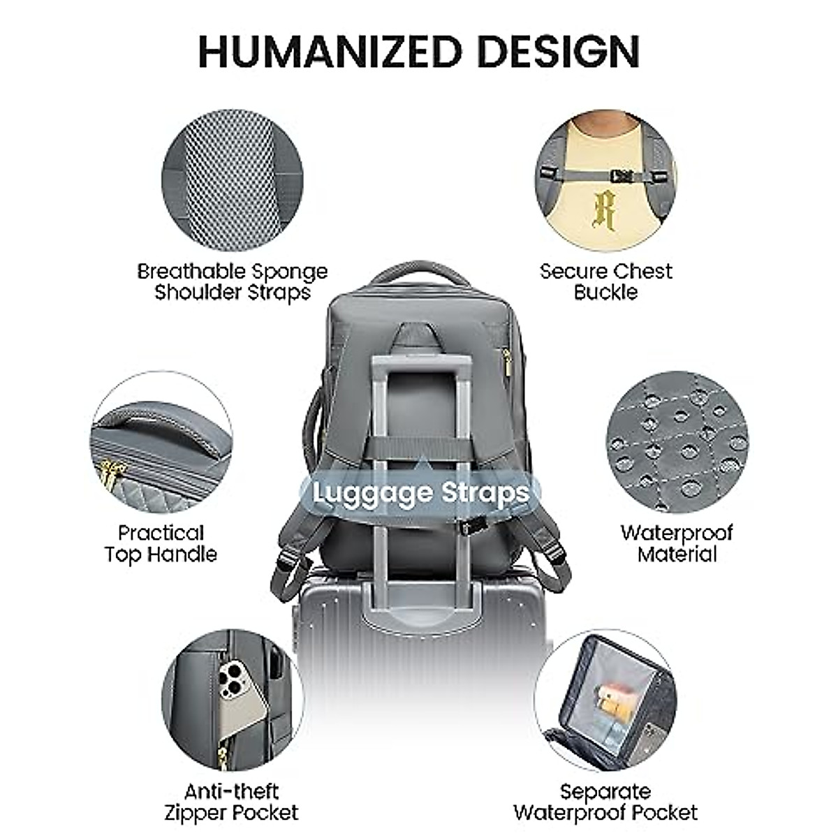 LOVEVOOK Carry On Backpack, 40L Airline Approved Travel Backpack for Women as Personal Item, Expandable 17 inch Laptop Backpack, Large Casual Daypack Waterproof Luggage Suitcase with Toiletry Bag