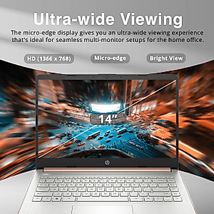 HP Stream 14" HD BrightView Laptop, Intel Celeron N4120, 4GB RAM, 64GB SSD, Intel HD Graphics, 720p Webcam, 1 Year Office 365, Gold, Win 11 S, 32GB Hotface USB Card