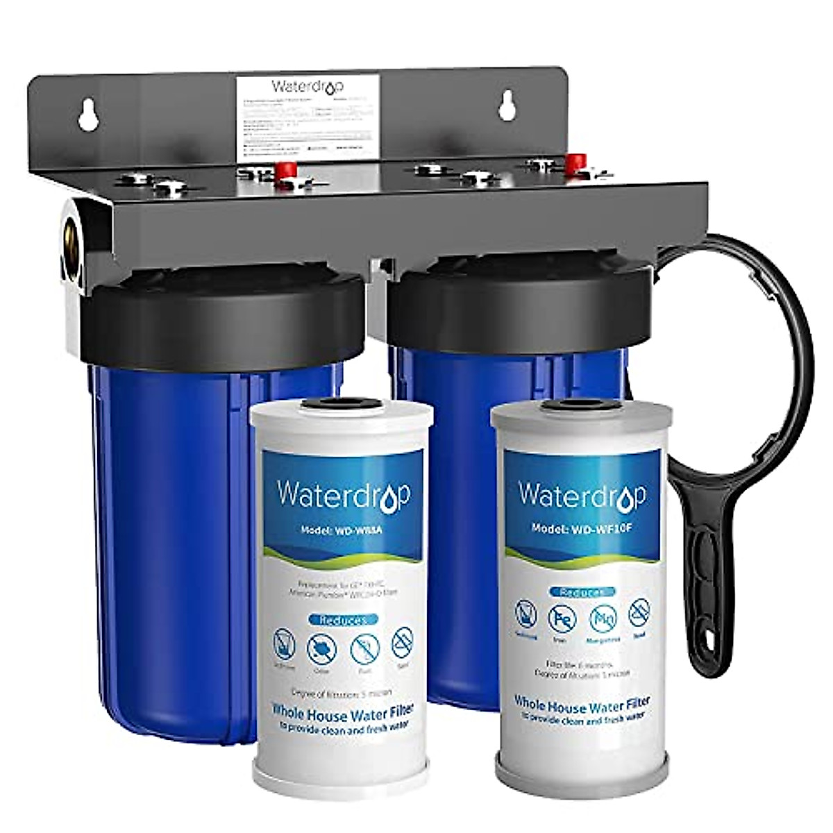 Waterdrop Whole House Water Filter System Reduce Iron & Manganese，with Replacement Cartridge & Manganese&Spin Down Sediment Filter