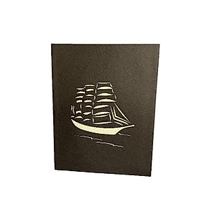 Amerigo Ship 3D Pop Up Card for Father's Day, Retirement Card, Birthday Gift for Him, Card for Dad, Husband, Brother, Son, Grandpa, Male Colleague, S06