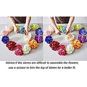 KISLOHUM Artificial Hydrangea Flowers Blush Heads 10 Fake Hydrangea Silk Flowers for Wedding Centerpieces Bouquets DIY Floral Decor Home Decoration with Stems.