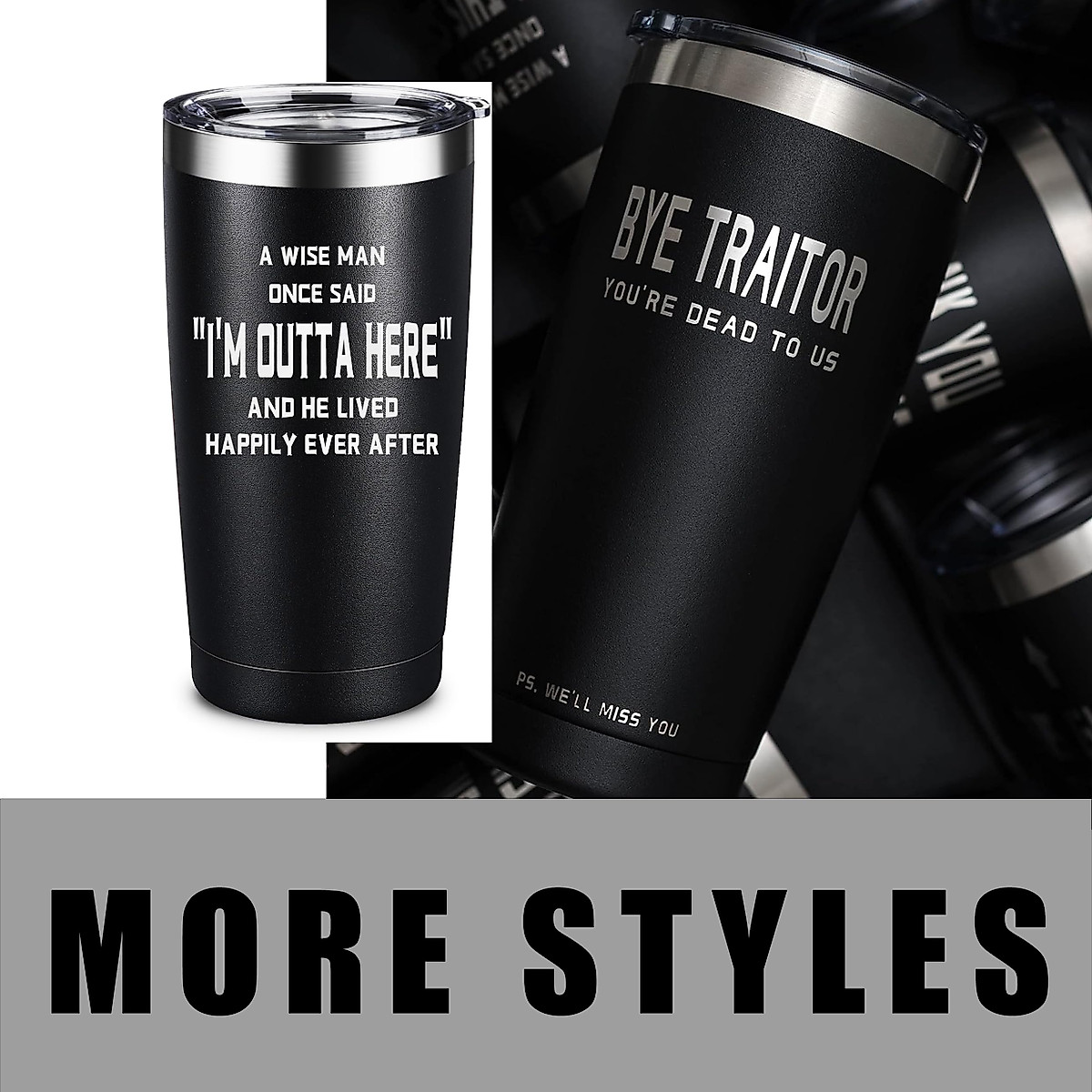 ARIABLE Farewell Gifts for Coworkers - Coworker Leaving Gifts for Women & Men - Going Away Goodbye Coworker New Job, Good Luck Gifts for Coworkers, Friends, Boss, 20oz Engraved Tumbler, Black