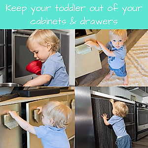 Baby Shine Child Safety Cabinet Locks and Child Proof Drawer Locks (10-Pack) - Adhesive, Invisible Baby Safety Locks for Baby Proofing Cabinets & Drawers - Easy, Damage-Free Heat Removal! (White)