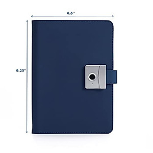 Fingerprint Lock Journal Writing Notebook. Leather Fingerprint Lock Diary A5 Security Business Conference Notebook with 6 Ring Binder Refillable Diary Notepads, Vintage Business Planner Personal Organizer, Agenda for Men /Women. (Mazarine)