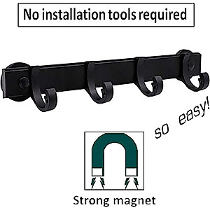 AUXPhome Magnetic BBQ Tool Rack, Universal Fridge Organizer Grill Cutlery Holder Towel Hanger - 4 Adjustable Rail Hooks Storage For Hanging Kitchen Utensils tongs,oven mitt,whisks,hand towel, etc.