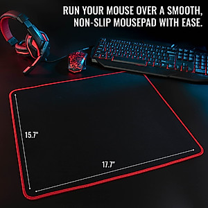 Ritz Gear Gaming Accessories Kit (Red) | 4-in-1 LED Backlight Bundle PC Combo with Multimedia Keyboard, Optical Mouse, Mouse Pad & Headset with Adapter | for Windows 7+ Desktop, Laptop, Xbox & PS4