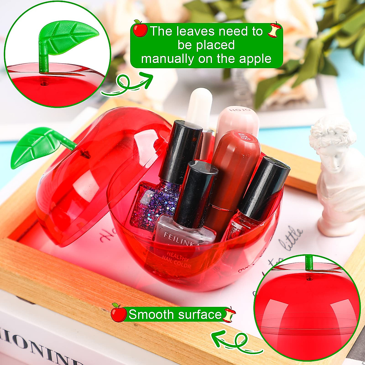 Tanlade Plastic Apple Container Valentine Apple Container Teacher Gifts Bulk Back to School Candy Holder Snow Party Apple Decorations for Valentine Wedding Christmas Party Favor(50 Pcs, Apple)