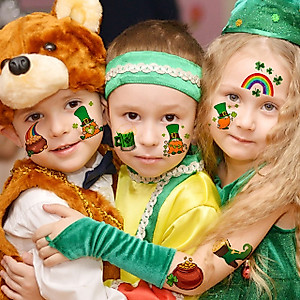 EGMBGM 49 PCS St. Patrick's Day Tattoos Stickers For Kids Women Men, 3D Green Shamrock Temporary Tattoos St Patricks Day Irish Party Favor, Saint Patricks Day Accessories Lucky Clover Tattoos Adults