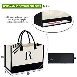 BeeGreen Personalized Beach Tote Bags For Ladies Coworker Canvas Tote With Pocket Embroidery Birthday Gift for Women Mom Unique Inspirational Gifts For Teachers Gofts Basket For Friend R