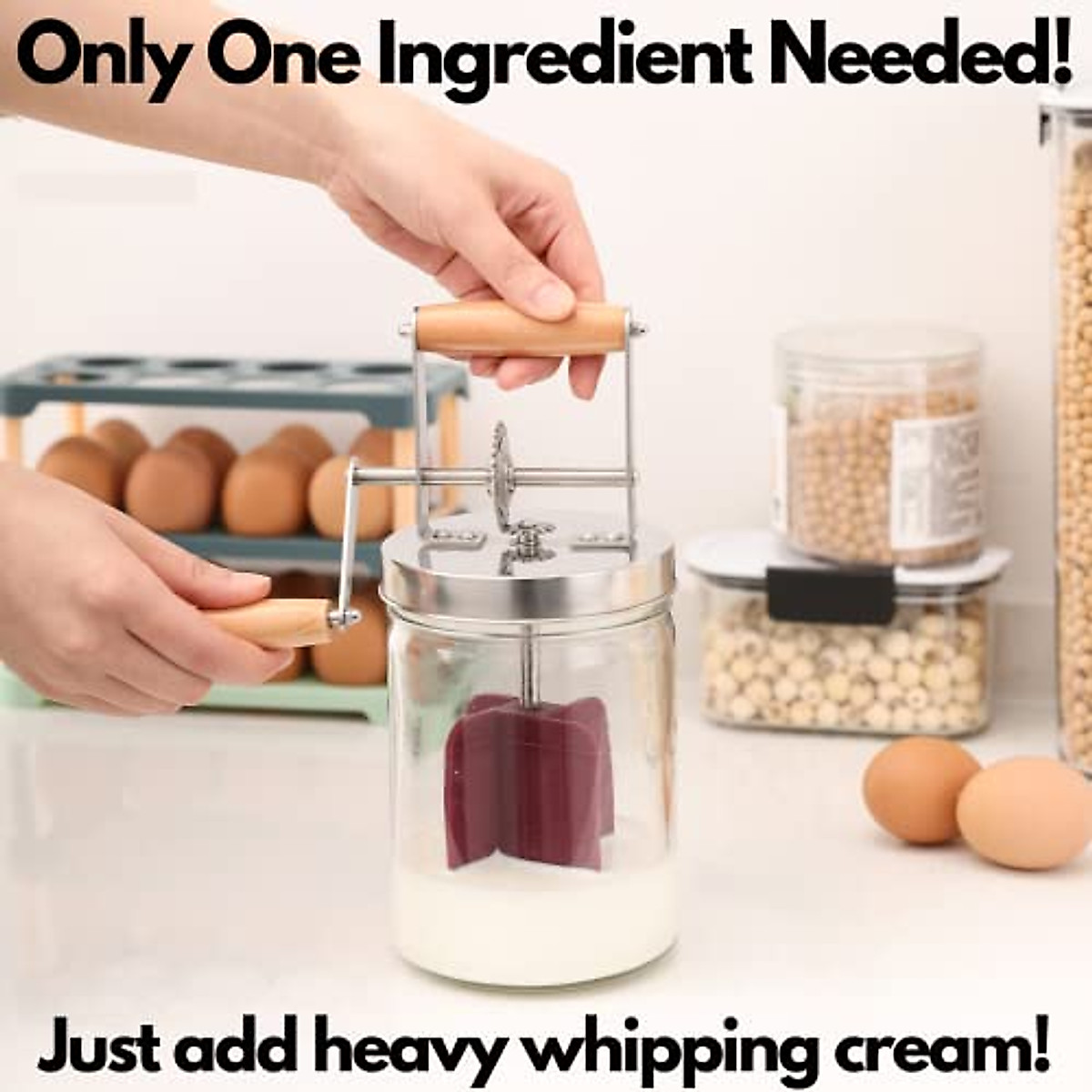 Dazey Butter Churn - Hand Crank Butter Churner- Manual Butter Maker- Beech Wood BUTTER PADDLES INCLUDED. Create Delicious Homemade Butter With Your Own Hand Crank Dazey Butter Churner (Turn N Churn)