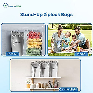 Ex-Thick Stand Up 25 Pcs 1 Gallon Mylar Bags for Food Storage 7.55 Mil - Large 14"x10" Airtight Vacuum Sealing Sealable Mylar Bags, Long Term Mylar Food Storage Bags, Zipper Pouches Durable Resealable and Heat Sealable Bags For Food