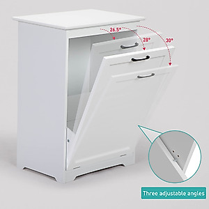 JAXPETY Tilt Out Trash Cabinet Kitchen Trash Can Holder Wood Laundry Hamper Recycling Trash Cabinet with Angle Adjustable Door, White (Single Door)