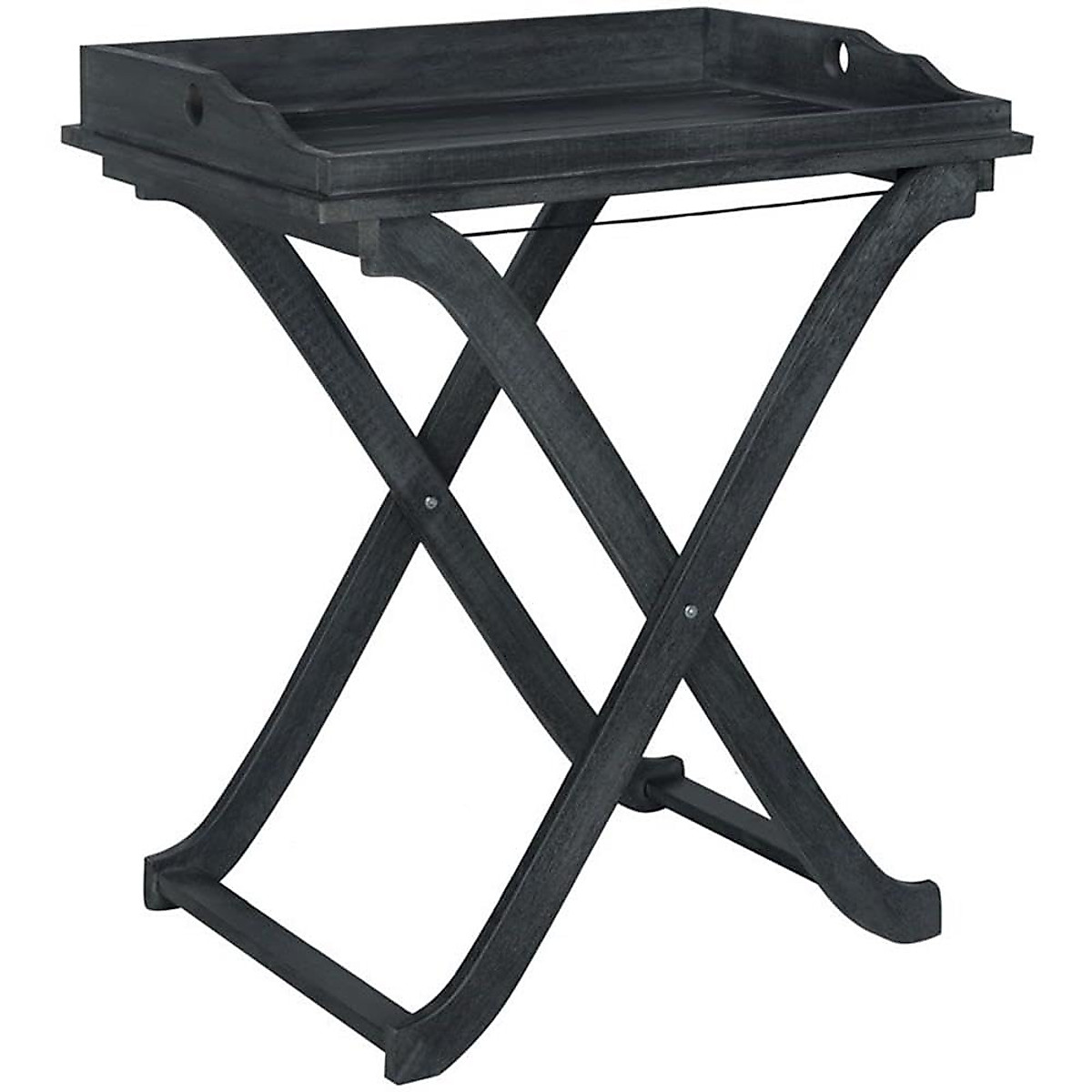 SAFAVIEH PAT6716K Outdoor Collection Covina Dark Slate Grey Tray Table